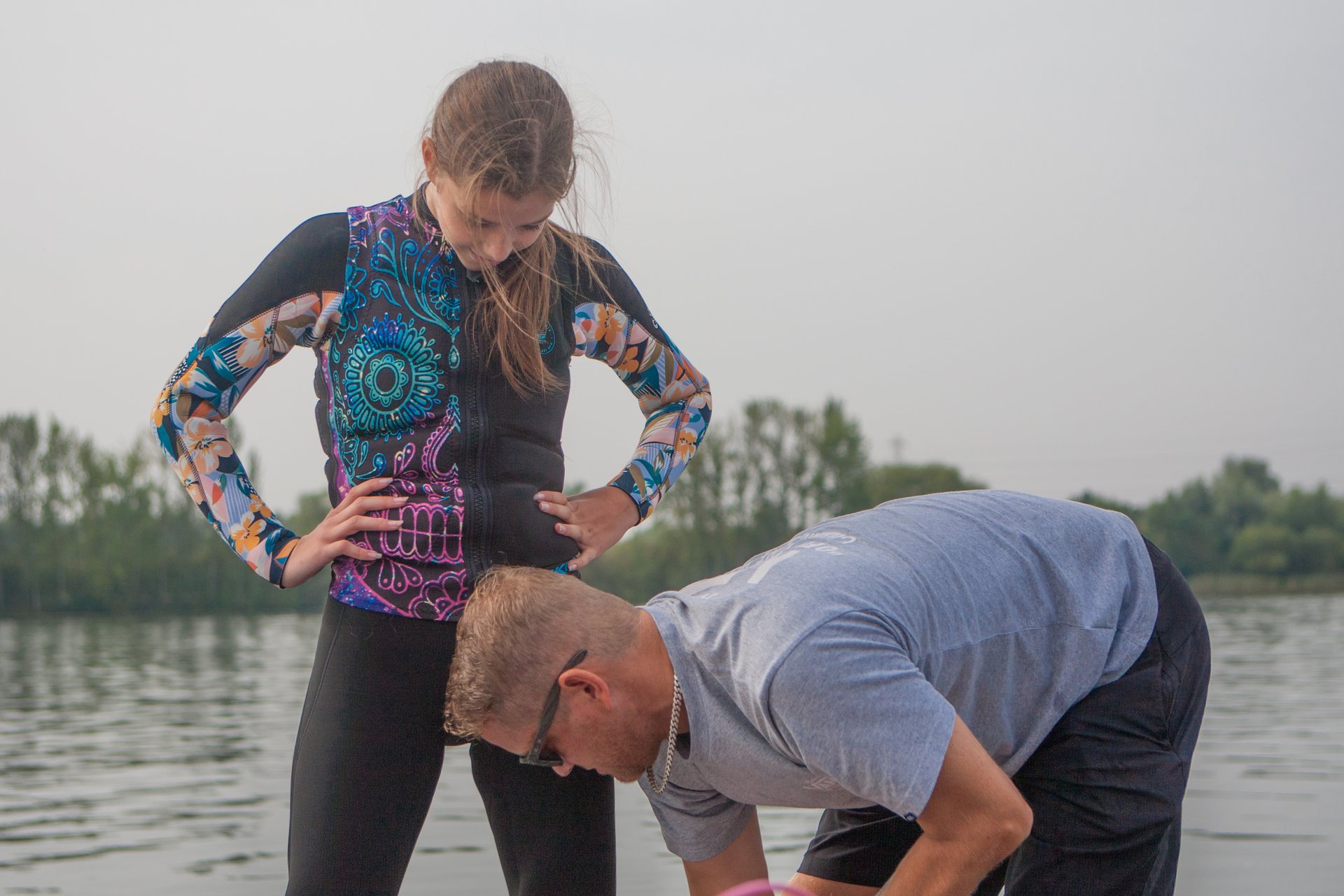 Jay sorts bindings for Isabelle Lloyd at the 2023 Malibu Boats Sep ...